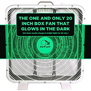 AIR FORT 20" Inch Glow In The Dark Box Fan - 3 Settings, Carry Handle, 90 inch cord