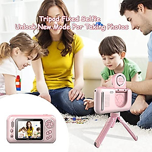 Kids Camera, Kids Digital Camera with Flip Lens, HD Digital Video Cameras for Toddler,Christmas Birthday Gifts and Portable Toy for 3 4 5 6 7 8 9Year Old with 32GB SD Card-Pink