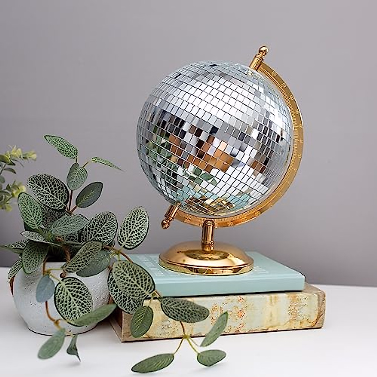 ALARA Designs Disco Ball – Unique Disco Ball Décor Globe – Luxurious Light Reflecting Desk Globe – Gold and Mirror World Globe – Fully Rotating Mini Disco Ball – Fun and Cool Design – 11 x 8 inch
