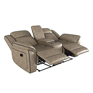 Lexicon Centeroak Contemporary Microfiber Reclining Loveseat in Sandy Brown