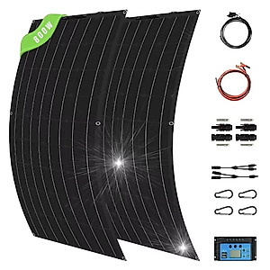 WANJH-SOPAN 800 Watt Solar Panel Kit, with 40A Charge Controller 2 × 400 Watt ETFE Flexible Monocrystalline Solar Panel for 12-24V Battery Charging Car Battery Camper RV Yacht Battery Boat