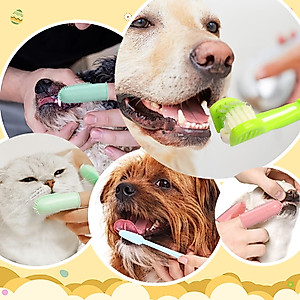 Adovoc Solar Powered Adult Dog Toothbrush Set, Blue, 2-in-1 Dual Finger and Toothbrush, Gentle on Pets' Gums