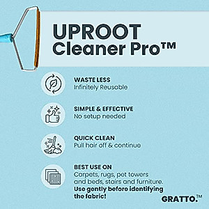 Uproot Cleaner Pro Reusable Cat Hair Remover - Special Dog Hair Remover Multi Fabric Edge and Carpet Scraper by Uproot Clean - Easy Pet Hair Remover for Couch, Pet Towers & Rugs - Gets Every Hair!