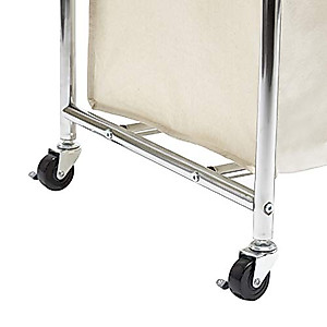 Seville Classics Laundry Hamper Sorter Cart Mobile Premium 2-Bag Compact, Canvas