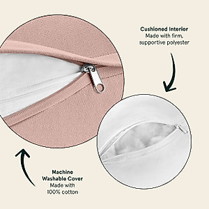 Retrospec Sequoia Yoga Bolster Pillow - Meditation Cushion for Yoga Practices - Includes Machine Washable 100% Cotton Cover & Durable Carry Handle; Round, Blush