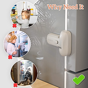 EUDEMON 1 Pack Updated Child Proof Refrigerator/Fridge/Freezer Door Lock Apply to Max 1"(25mm) Sealing Strip for Toddlers and Kids, no Tools Need or Drill (Grey)