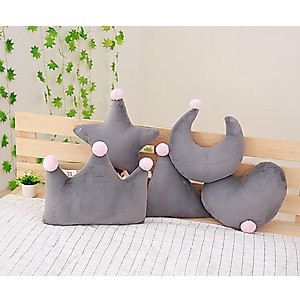 Golden ear of Wheat Cozy Plush Pillow - Star, Moon, Crown, Heart and Triangle Shapes Available in Multiple Shapes. (Crown, Pink)
