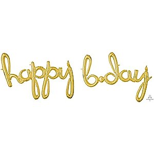 Air-Filled "happy bday" Script Foil Balloon Gold - 27" x 29" 2 Pcs