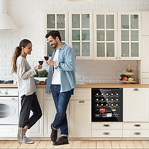 ROVSUN 19 Bottle Wine Fridge, Freestanding Compressor Wine Cooler Refrigerator, Beverage Wine Chiller with Digital Temperature Control & Double-layer Glass Door for Red White Wine, Champagne, Beer