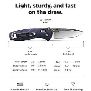 Benchmade - Mini Barrage 585 EDC Knife with Blue Canyon Richlite Handle (585-03)