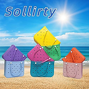 Sollirty Beach Bag Rubber Tote Bag, Waterproof and Sandproof Outdoor Open Rubber Beach Bag, Used for Beach Sports and Camping Sports(Yellow,Medium)