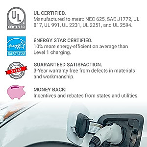 EMPORIA EV Charger Level 2, 48 amp Indoor/Outdoor Electric Car Charger, NEMA 14-50 EV Charger Plug or Hardwired, UL/Energy Star WiFi Enabled EVSE Level 2 Charger, 24ft Cable - 240v Level 2 EV Charger