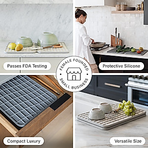 Dorai Home Large Dish Pad – 40% More Drying Space, Eco-Friendly Quick-Drying Stone Mat for Kitchen, 24.6" x 16.5", Sandstone