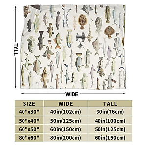 Fishing Blanket Gifts for Boys Kids - Super Soft Flannel Fleece Ocean Fish Theme Blanket Christmas Birthday Graduation Gifts for Loves Fishing Dad Father's Day Travel Sofa Bed 40"x50"