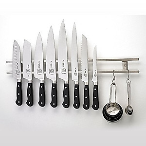 Mercer Culinary 24" Magnetic Knife Bar with 6 S Hooks, 24 Inch x 2.4 Inch x .9 Inch, Stainless Steel