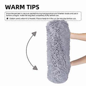 Aalklia Dog Bed Plush Anti-Anxiety Indoor Washable,Soft,Calming Sleep Cuddler with Anti-Slip Bottom,20",Grey