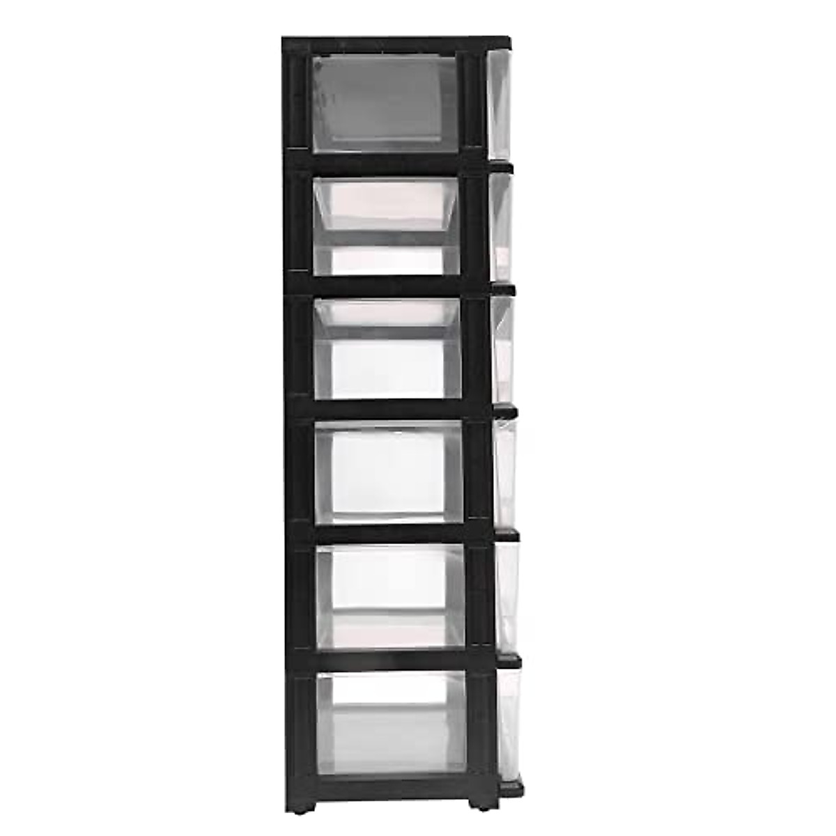 Gdrasuya10 Plastic Drawers Dresser with 6 Drawers, 19.7 x 13 x 43inches Plastic Tower Closet Organizer with Wheels Suitable for Apartments Condos And Dorm Room, (Black)