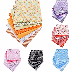 7Pcs Top Purple Cotton Craft Fabric Bundle Squares Patchwork,DIY Sewing Scrapbooking Quilting Floral Dot Pattern Craft and Hobby Fabric,Fabric Arts,Crafts and Sewing10" x 10" (25cm x 25cm)
