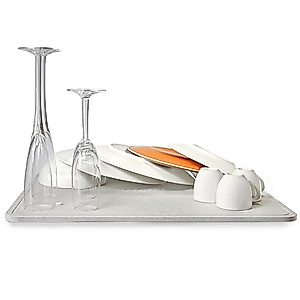 Momo Lifestyle Stone Dish Drying Mat DryPad 19.7" X 15.7" Misty Gray, Large Stone Drying Mat for Kitchen Counter, Drying Stone for Kitchen Counter Fits Various Dish Racks, Zero Rust Dish Drying Stone