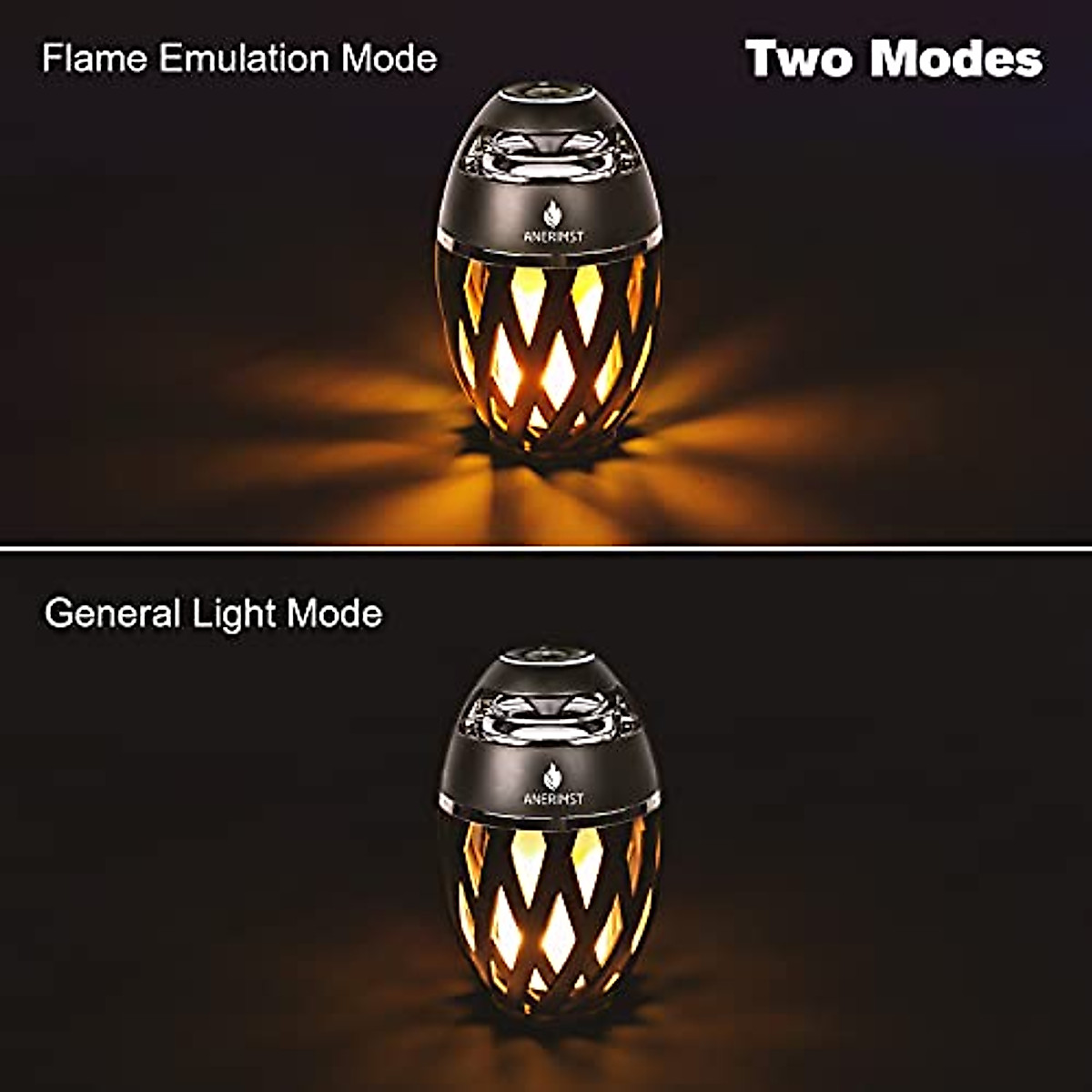 Outdoor Bluetooth Speaker, Gifts for Men Women Dad Mom, ANERIMST Waterproof Wireless Torch LED Light, Flame Speaker for Camping Accessories Home Gadgets, Loud Sound, 24H Playtime, Black, 1 Pack