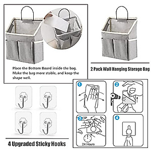 Jremreo Wall Hanging Storage Bag, 2 Pieces Small Linen Fabric Door Hanging Organizer Box, for Kitchen, Bedroom, Bathroom, Office and Student Dormitory