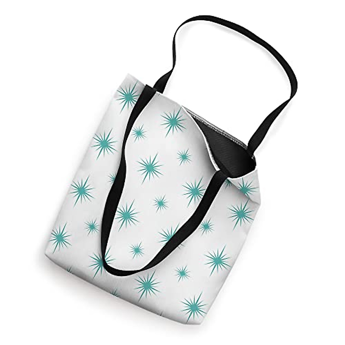 Turquoise Blue Starburst Pattern Mid-century Modern Tote Bag