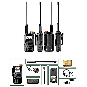QuanshengUVK5 AM/FM/DTMF walkie Talkie 200 Channel Three Frequency Receiving walkie Talkie NOAA Weather Forecast, with Flash VOX Replication Frequency LCD Display for Hiking Camping Trip (1 Piece)