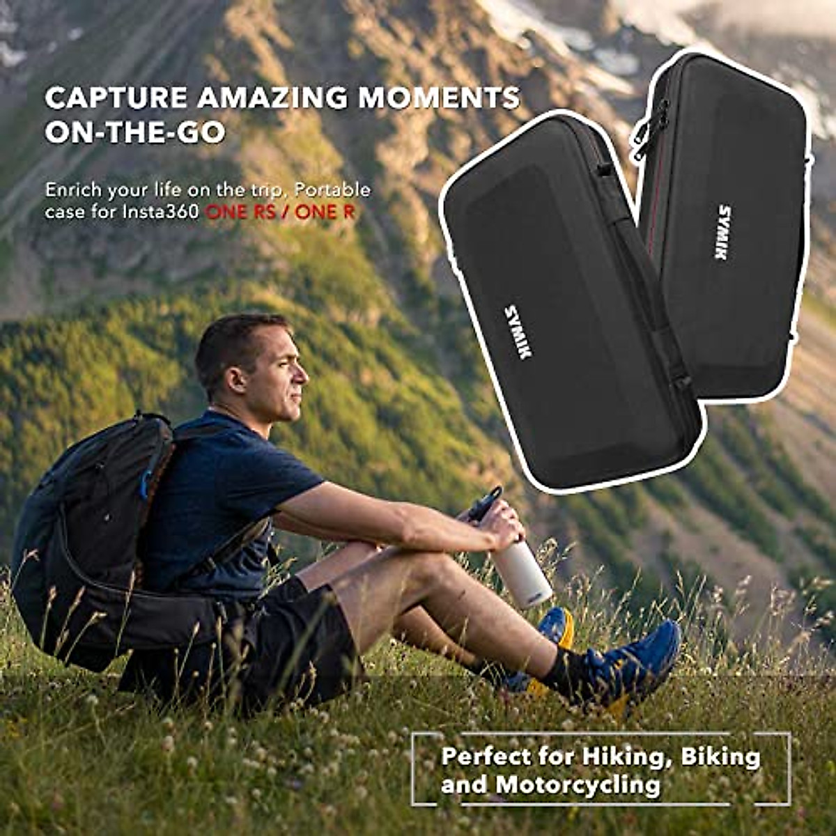 SYMIK S310-R Carrying Case for Insta360 ONE RS/R Action Camera, W/ Padded Separator; Fits Twin Edition, 4K Edition, Expert Edition, Invisible Selfie Stick, Bullet Time Handle/Tripod, Fast Charge Hub