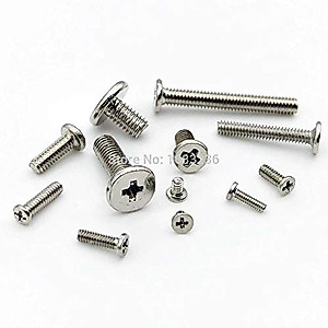 Ochoos 50 M1.2-M3 Silvery Mini Phillips Flat Wafer Head Screw Bolt for Laptop Notebook Compute PC Phone IBM HP Sony DELL Samsung Lenovo - (Thread Diameter: M1.4, Length: 2mm)