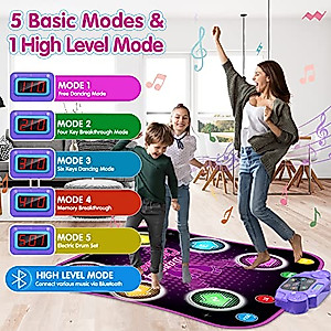Light Up Dance Mat for Kids, Electronic Music Dance Pad with LED Lights & Wireless Bluetooth Built in Music, Birthday Gifts, Toys for Girl 4-8, 8-12 (Multicolor)