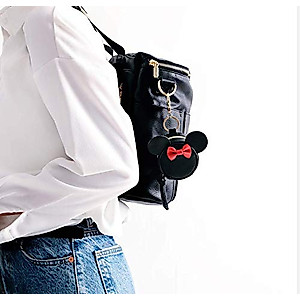 miss fong Pacifier Holder Case with Clip, Pacifier Pouch Cover, Pacifier Charm Pod with Clasp Attach to The Strollers & Diaper Bags, Hold 2 Pacifier or Nipple Shield(Bow Black)