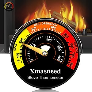 Wood Stove Thermometer Magnetic, Oven Stove Temperature Stove Top Thermometer for Wood Burning Stoves, Gas Stoves, Pellet Stove, Avoiding Stove Fan Damaged by Overheat