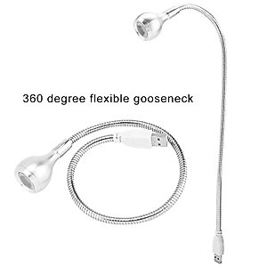 01 Friendly to Eyes Easy to Use LED Mini USB Lamp, No Flicker USB LED Lamp, for Desk(Silver, Warm Light)