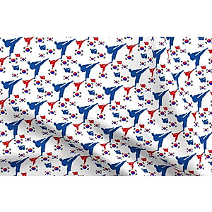 Spoonflower Fabric - Martial Arts Karate Red White Blue Printed on Petal Signature Cotton Fabric by The Yard - Sewing Quilting Apparel Crafts Decor