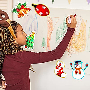 60 Pieces Christmas Mini Cut-Outs Assorted Holiday Cut-Outs 12 Designs Santa Claus Stocking Xmas Tree Snowflake Bells Classroom Winter Decoration for Kids Bulletin Border School Office Party Favor