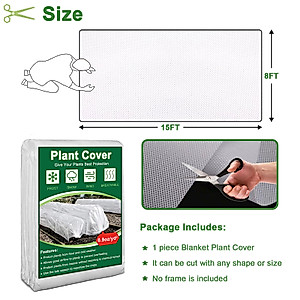 ZOZIJIU Plant Covers Freeze Protection- 0.9oz Plant Cover for Winter Freeze Rectangle Garden Floating Row Cover for Cold Protection (8X15FT)