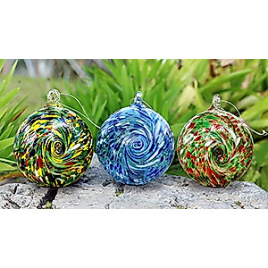 Artisan Crafts and Design 6-Inch Solar Powered Hanging Galaxy Glass Gazing Ball Outdoor Garden Decoration (Aqua-Blue)