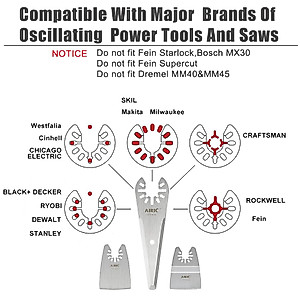 AIRIC Universal Rigid Scrapers 6pcs Kit, Tapered Scrapers and usual Scraper Multitool Blades, Compatible with Dewalt Fein Multimaster Porter Cable Black&Decker Dremel Rockwell etc. 1YQG6K