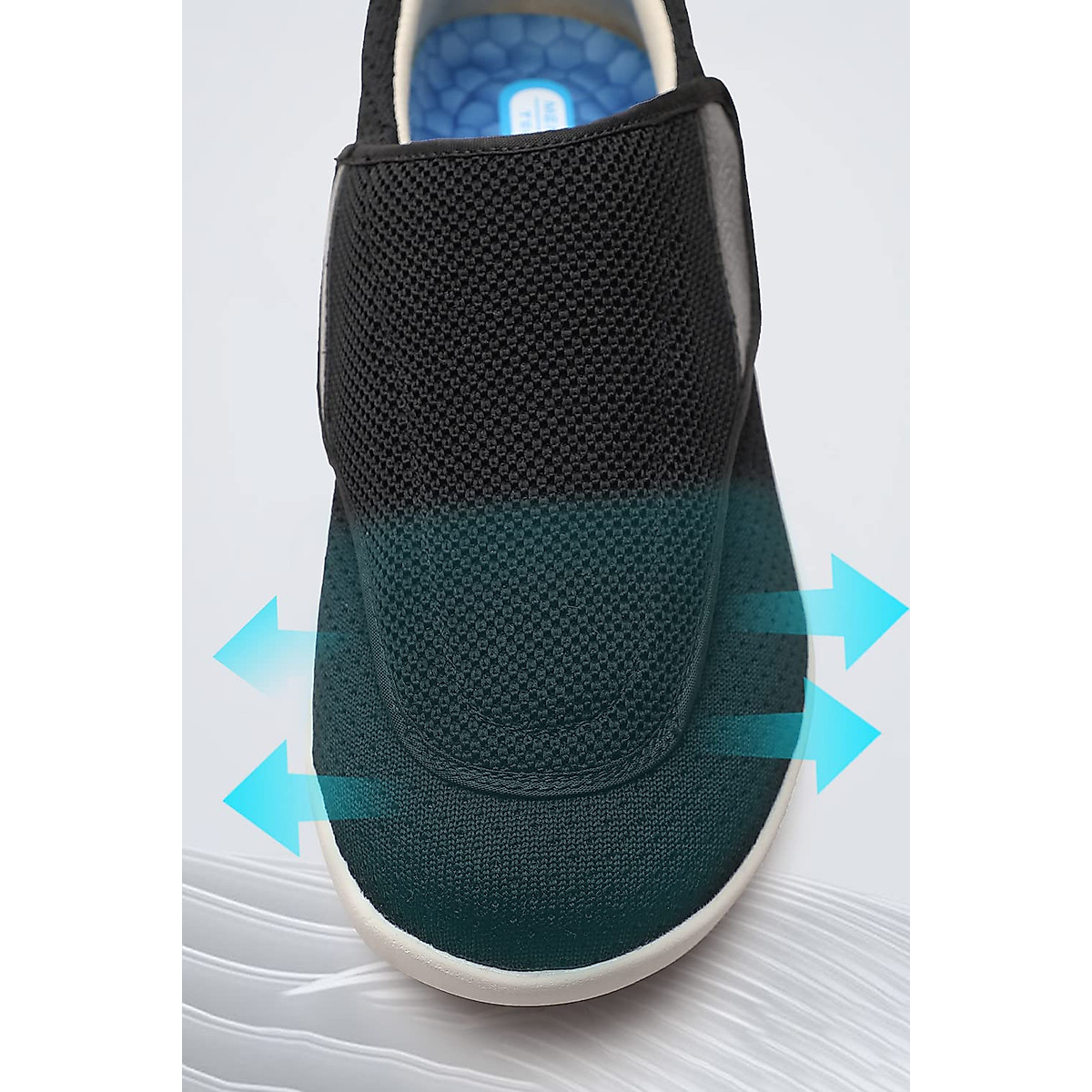 ZUMEIJIA Women's Diabetic Shoes for Women Casual Adjustable Walking Shoes Wide Shoes for Elderly Swollen Feet Non-Slip Air Cushion Bottom Fattening and Widening Black 7