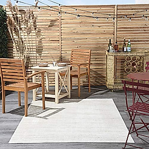 Nourison Essentials Indoor/Outdoor Ivory Beige 6' x 9' Area Rug, Easy -Cleaning, Non Shedding, Bed Room, Living Room, Dining Room, Backyard, Deck, Patio (6x9)