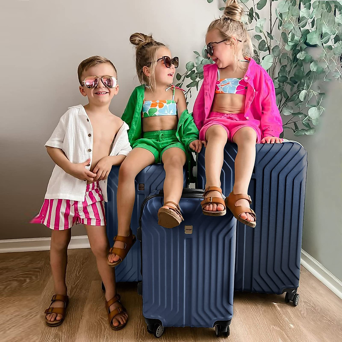 AnyZip Luggage Sets Expandable PC ABS 3 Piece Set Durable Suitcase with Spinner Wheels TSA Lock Carry On 20 24 28 Inch Blue