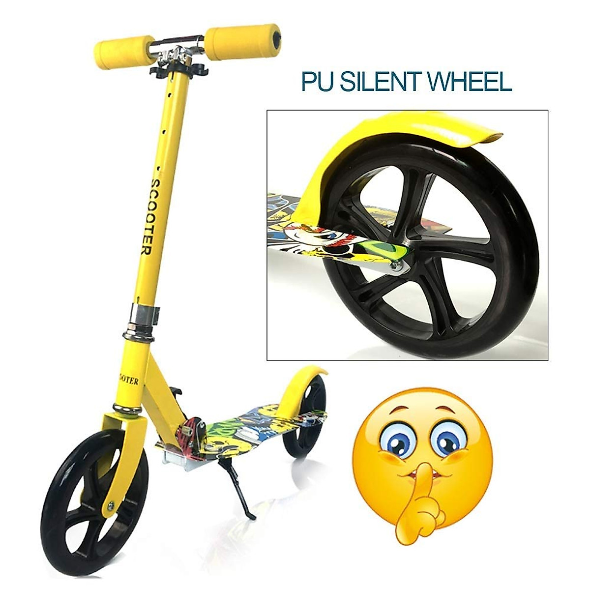 ygqtbc Scooters for Kids 8 Years and up - Featuring Quick-Release Folding System - Dual Suspension System + Scooter Shoulder Strap Big Wheels Great Scooters for Adults and Teens (Color : Yellow)