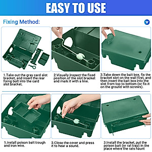 4 Pack Rat Bait Stations Large Rodent Bait Station with Key Reusable Mouse Bait Stations Mice Bait Blocks Heavy Duty Bait Boxes for Outdoor Rodents Mice Bait Blocks, Bait Not Included (Green)