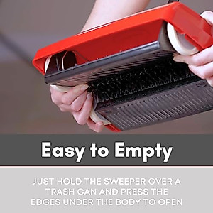 Ewbank 525 Speedsweep Compact Manual Floor Sweeper for Cleaning Floors and Carpets, 3.7-Foot Handle, 8-inch-Wide Sweeping Path, Red