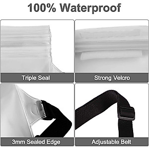 Waterproof Bags with Waist Shoulder Strap Dry Pouch Case to Keep Phone and Valuables Dry and Safe Perfect for Boating Swimming Snorkeling Kayaking Beach Water Parks…