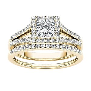 Women's Square Simulated Diamond Ring Engagement Ring Zircon Wedding Band CZ Statement Rings (Gold, 9)