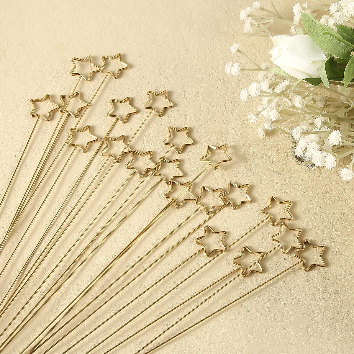 20pcs Table Number Holders, Place Card Holders Metal Floral Card Holder Clips Star Shaped Picture Holders for Centerpieces Photo Memo Pick for Wedding Party Flower Cards Office Cake Topper