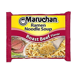 Maruchan Ramen Roast Beef, Instant Ramen Noodles, Ready to Eat Meals, 3 Oz, 24 Count