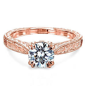 Kobelli Antique Style Moissanite Engagement Ring 1 CTW in 14k Rose Gold, Size 7, Rose Gold