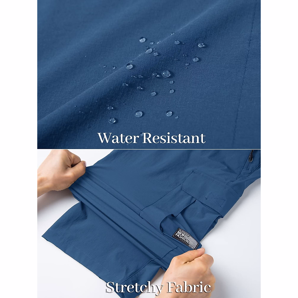 Hiking Shorts Men Summer Shorts Dry Fit Cargo Shorts for Men Below Knee Tactical Fishing Shorts Athletic Fit Casual Long Shorts Blue Grey